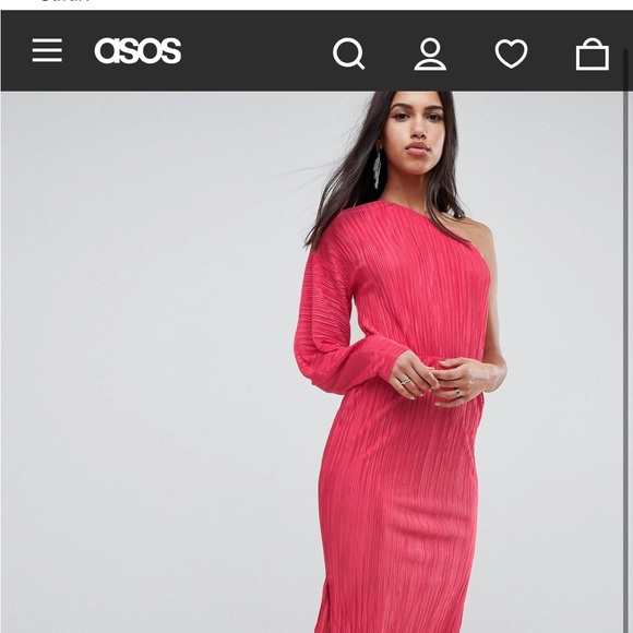 ASOS | Dresses | Asos One Shoulder Midi Dress With Balloon Sleeve In ...